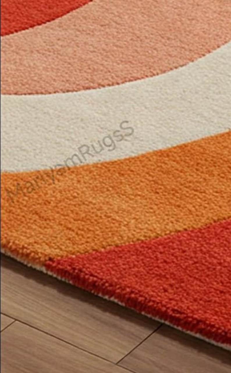 Retro Wavy Rug – 70s Style Tufted Area Rug, Mid Century Modern Floor ...