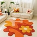 Retro Flower Shaped Colorful Area Rug for Living Room – Mid Century ...