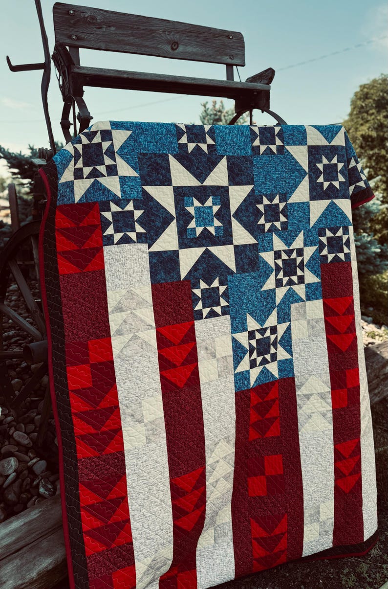Homegrown Summer Quilt Pattern – Patriotic Star Throw Quilt PDF – 4th of July Quilt - Etsy