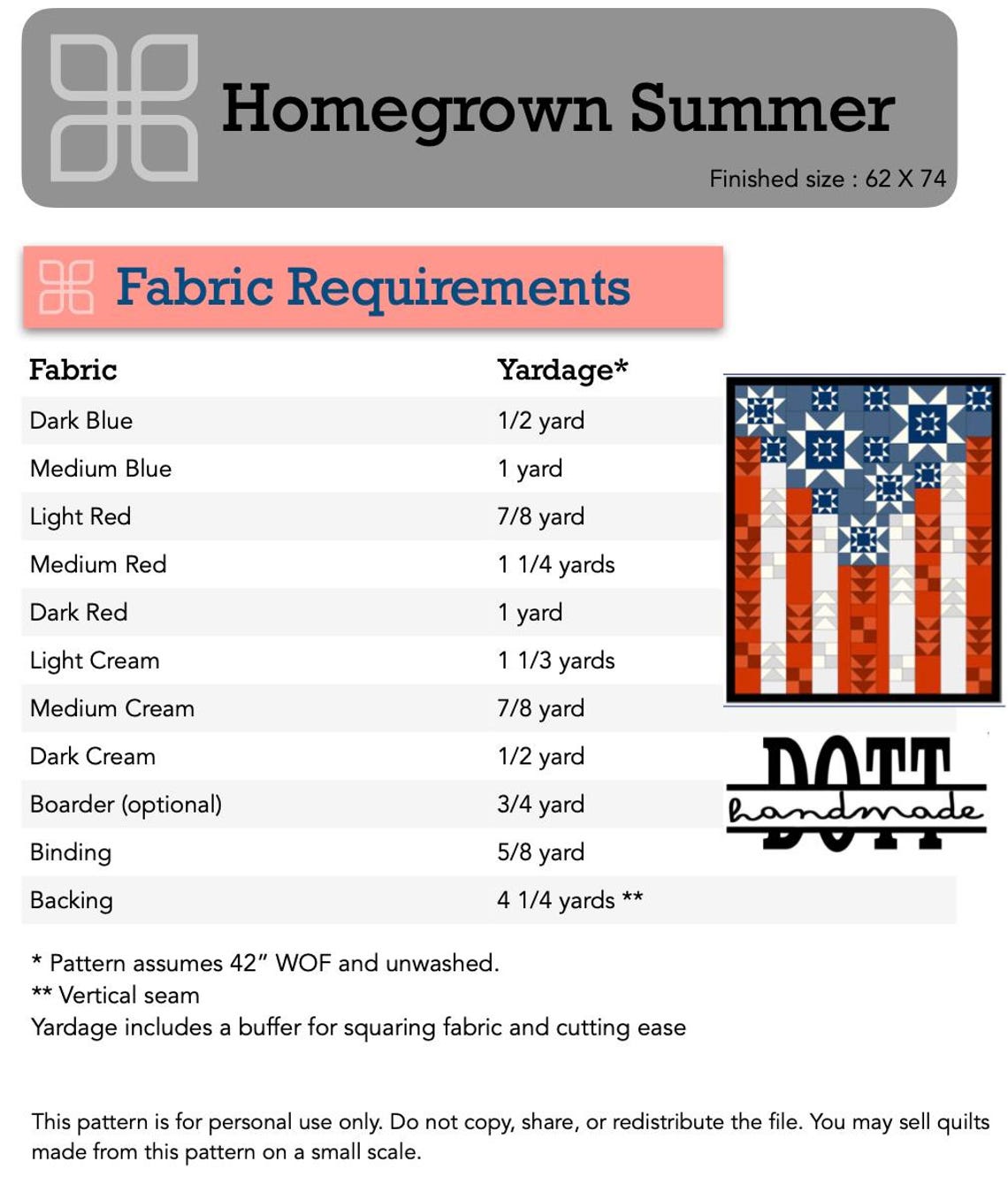 Homegrown Summer Quilt Pattern – Patriotic Star Throw Quilt PDF – 4th ...
