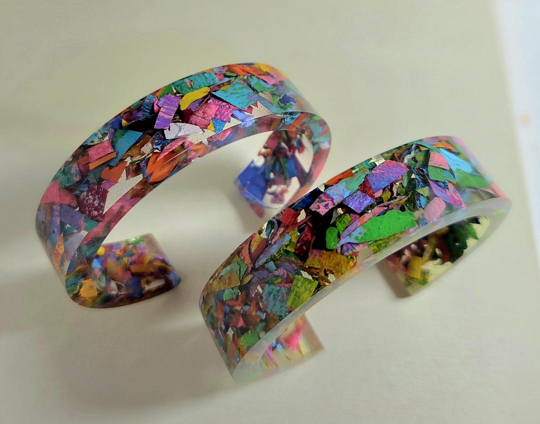 Paint Chip Resin Cuff Bracelet, Colorful Bracelet, Gift for Artist ...