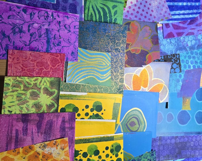 Paper Pack Drawing Paper off Cuts From Gelli Plate Printing. 50 Pieces ...