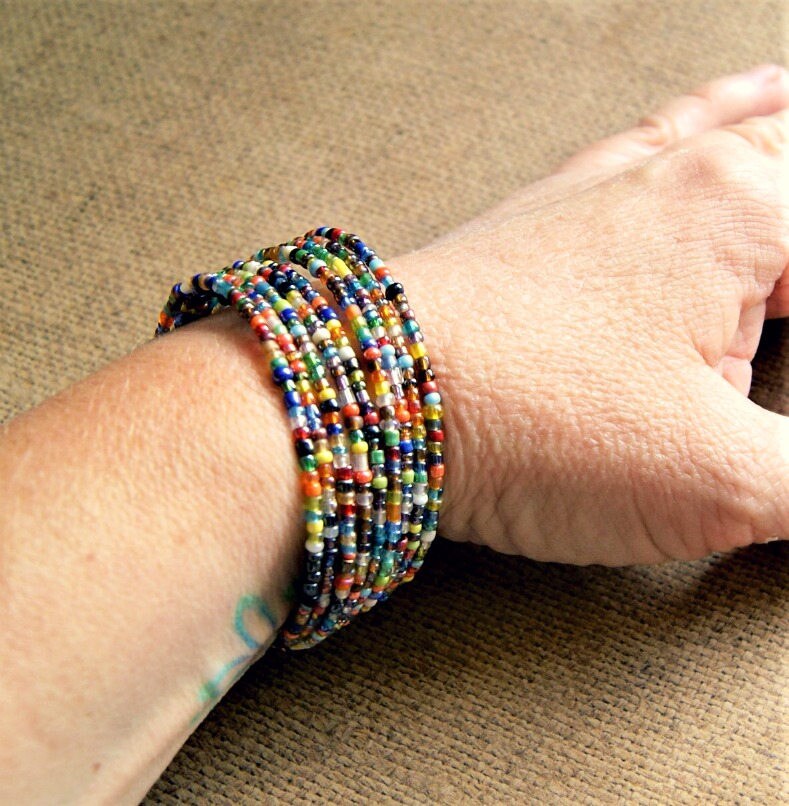 Beaded Boho Bracelet Boho Jewelry Memory Wire Bracelet | Etsy