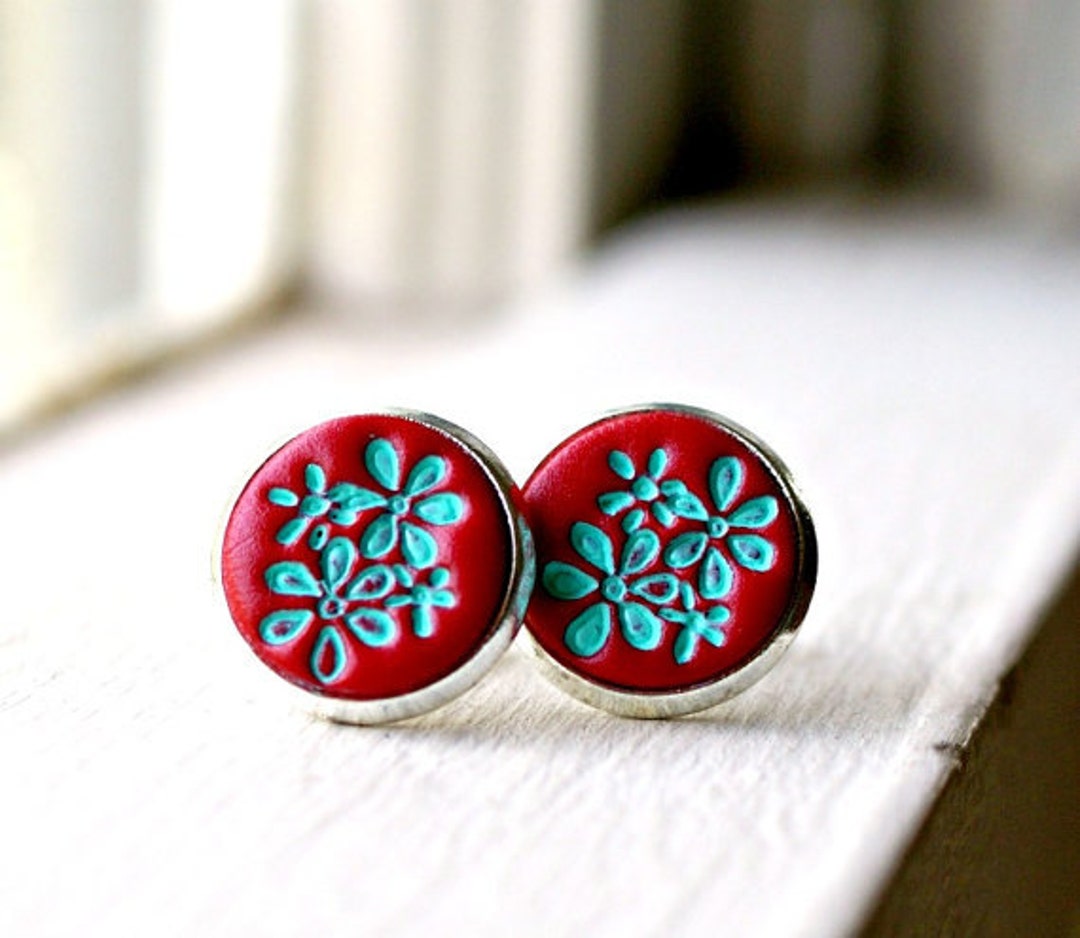 Ruby Sue Post Earrings, Stud Earrings, Red Earrings, Red Jewelry, Gift ...