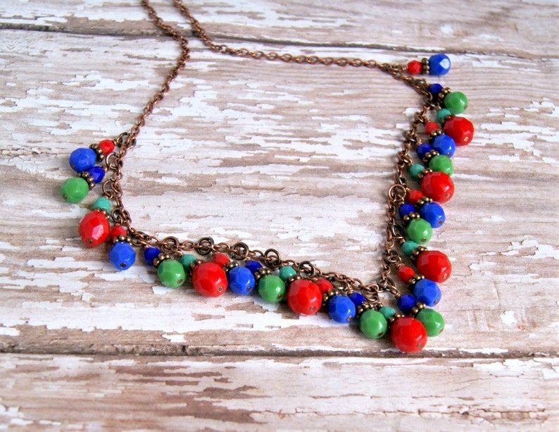 Colorful Beaded Necklace Boho Jewelry Bohemian Necklace | Etsy