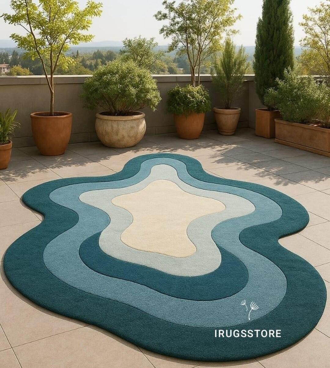 Statement Tufted Rug – Modern Freeform Shape for Living Room & Patio - Etsy