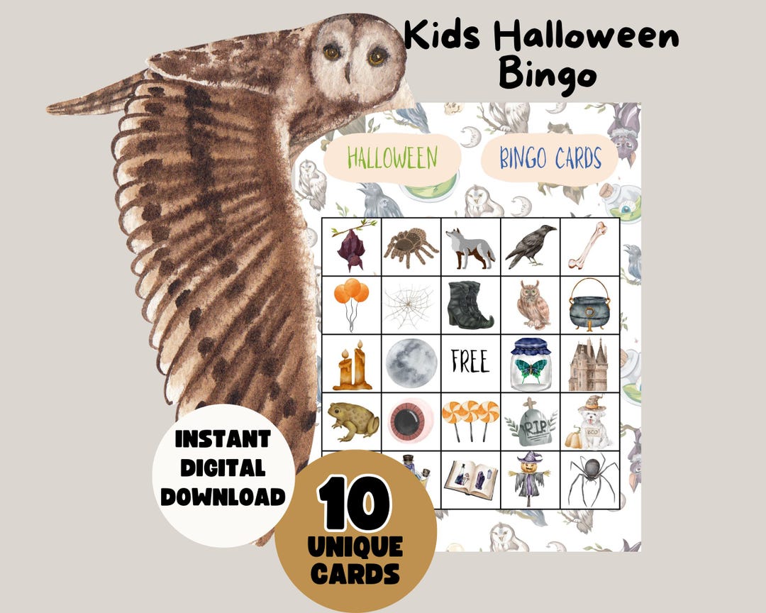 Printable Halloween Bingo Party Game Watercolor Activity for Classroom ...