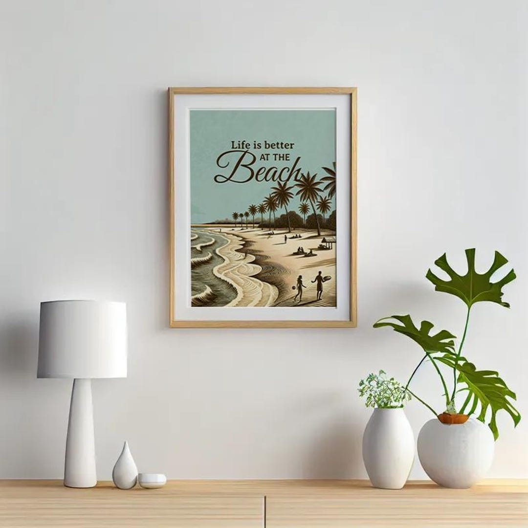 Vintage Beach Print | Vintage Art Print | Retro Decor | Retro Print ...
