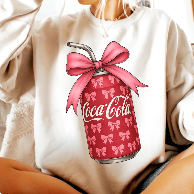 Coke in Can Coquette Pink Bow Png, Pink Coca Cola Valentines Vintage ...