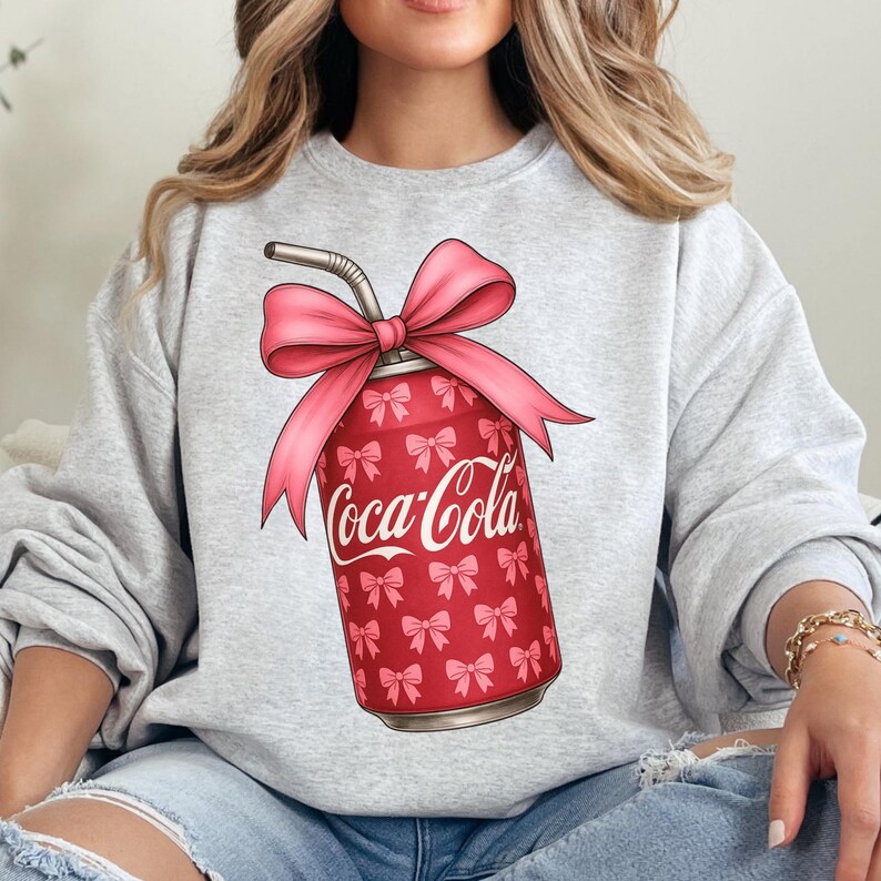 Coke in Can Coquette Pink Bow Png, Pink Coca Cola Valentines Vintage ...
