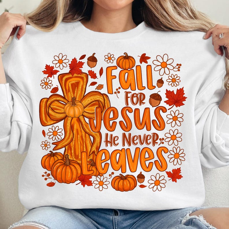 Fall for Jesus Png, Floral Christian Fall Png, Preppy Autumn Pumpkin ...