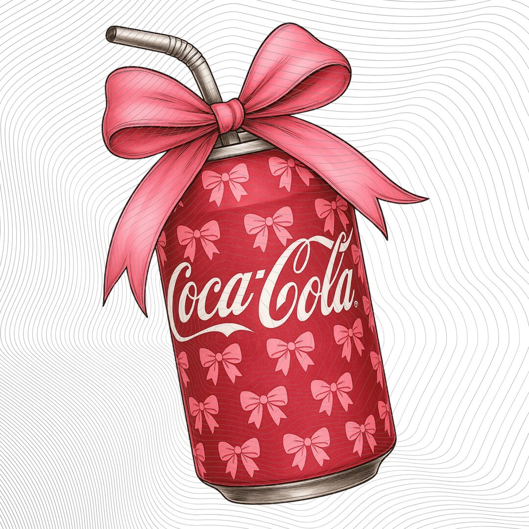 Coke in Can Coquette Pink Bow Png, Pink Coca Cola Valentines Vintage ...