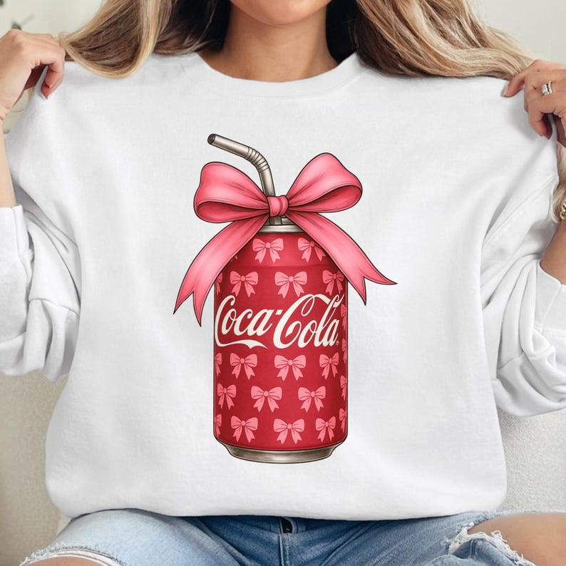Coke in Can Coquette Pink Bow Png, Pink Coca Cola Valentines Vintage ...