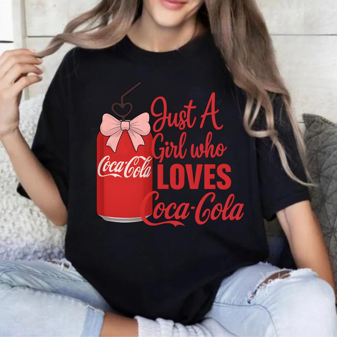 Just a Girl Who Loves Coke PNG, Cute Soda Lover Sublimation, Girly Coca ...