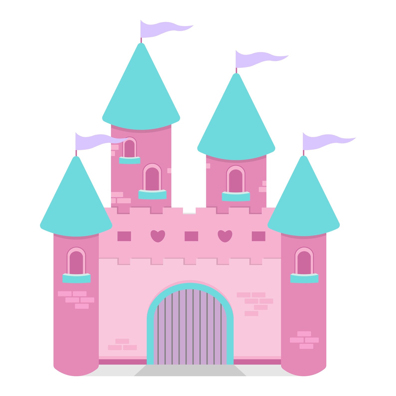 Cute Pink Castle in Vector - Etsy