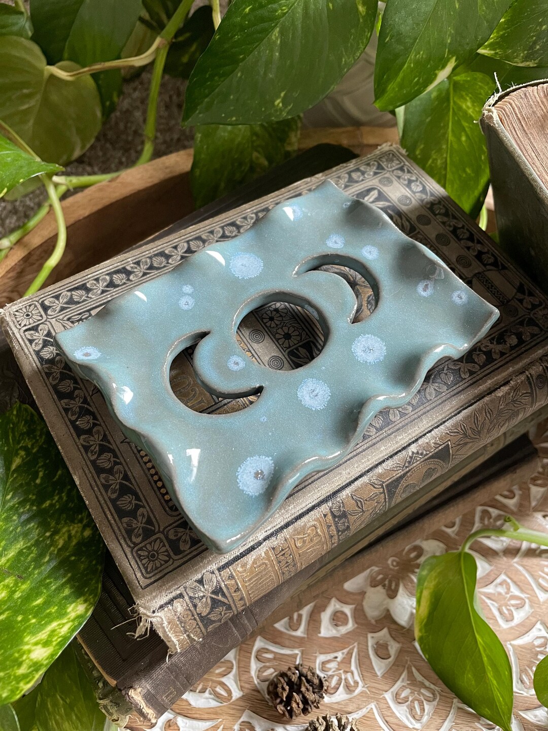 Blue Moon Phases Soap Dish, Handmade Ceramic, Draining, Stoneware ...