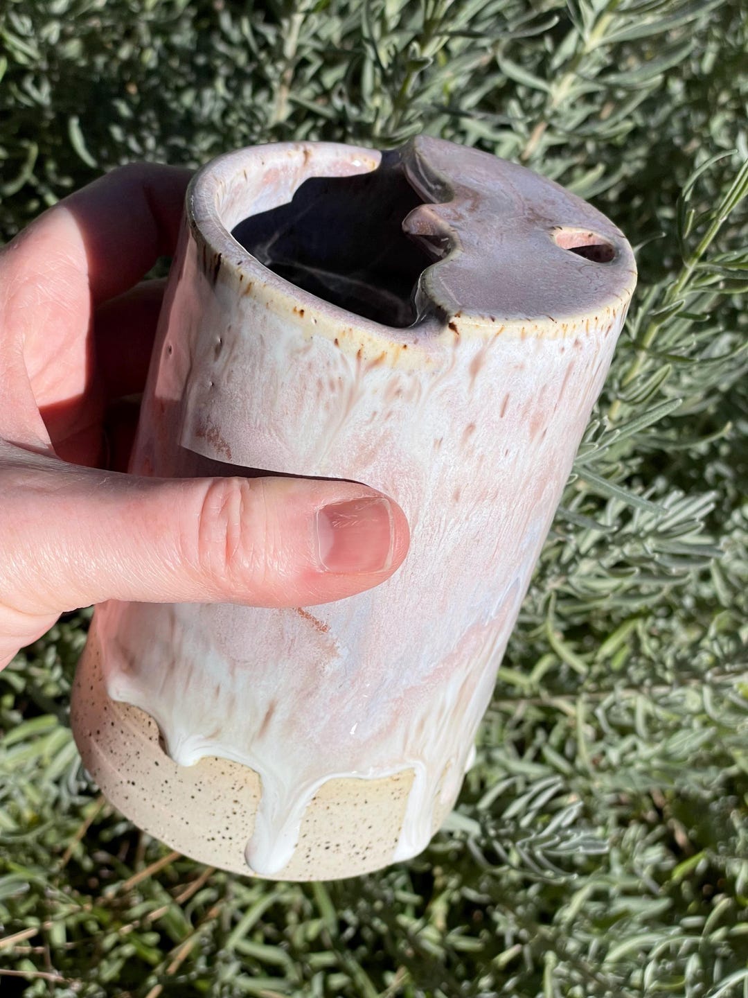 Purple Drip Travel Mug, Handmade Pottery, Speckled Clay, Boujee Top ...