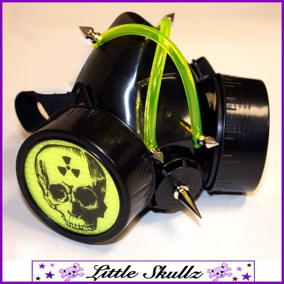Items similar to Cyber Gas Mask Rave Respirator UV Fluorescent Yellow ...