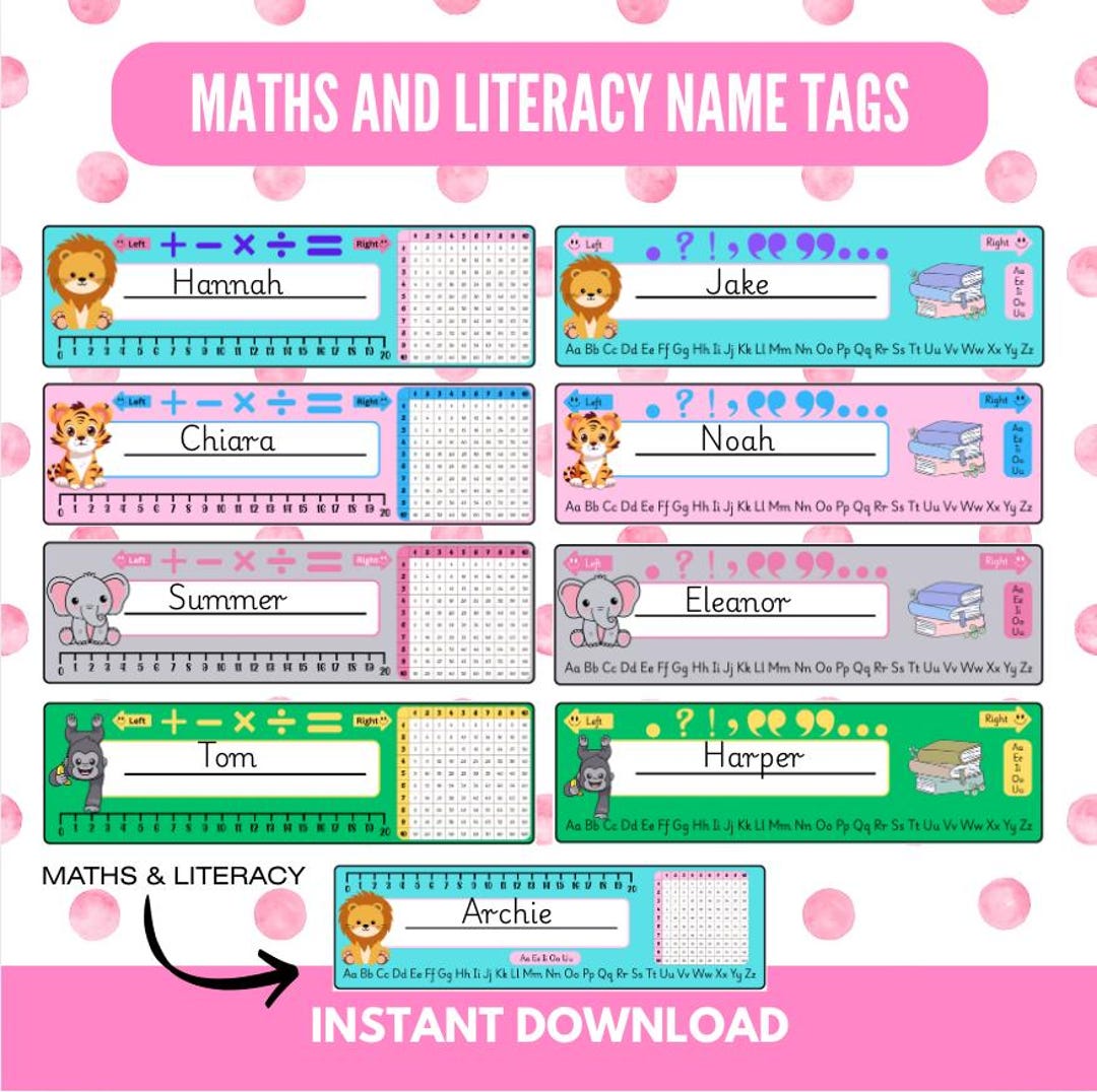 Maths & Literacy Editable Name Tags – Desk Plates for Students ...