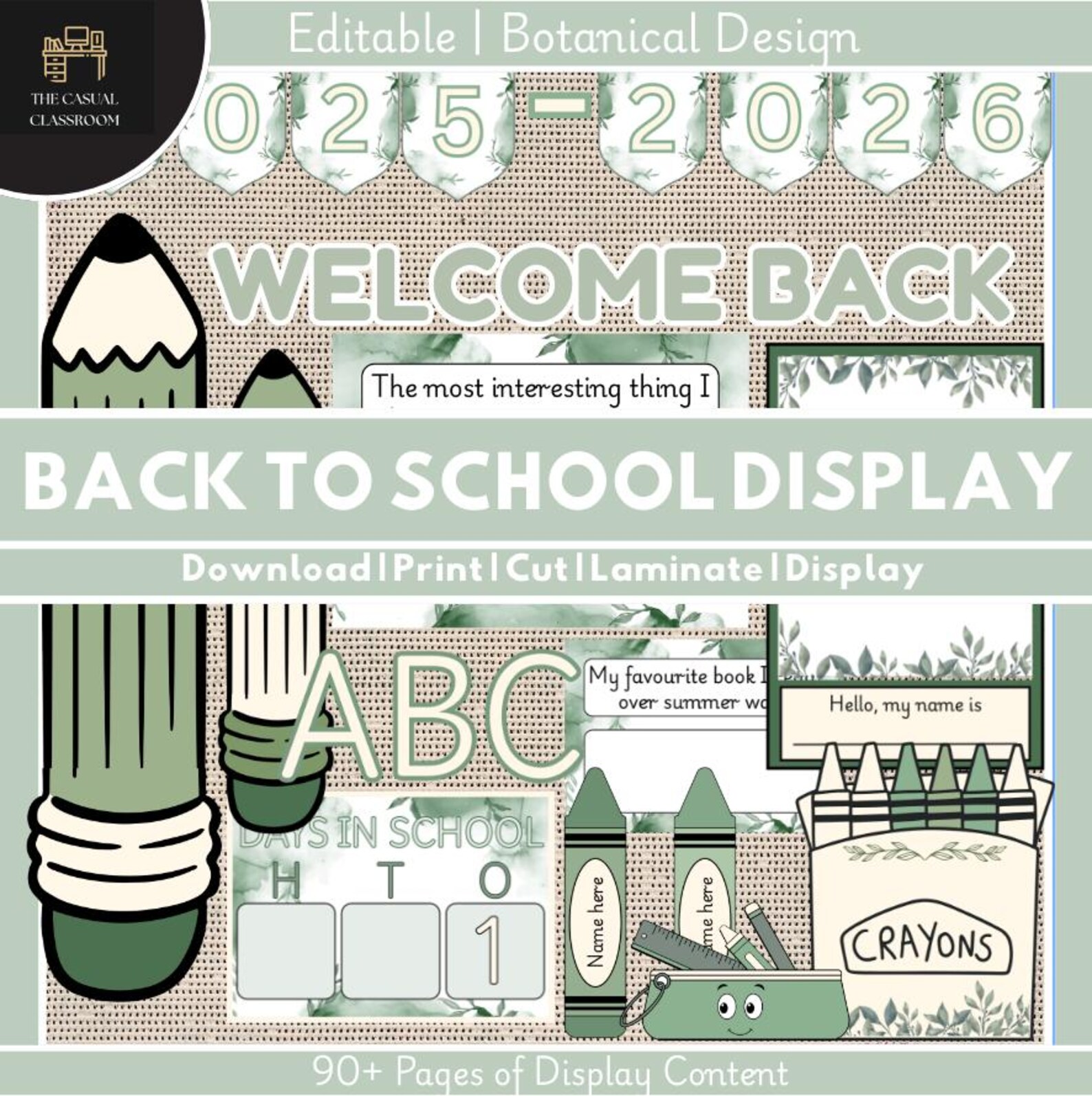 Botanical Back to School Display Pack – Editable Welcome Bulletin Board ...