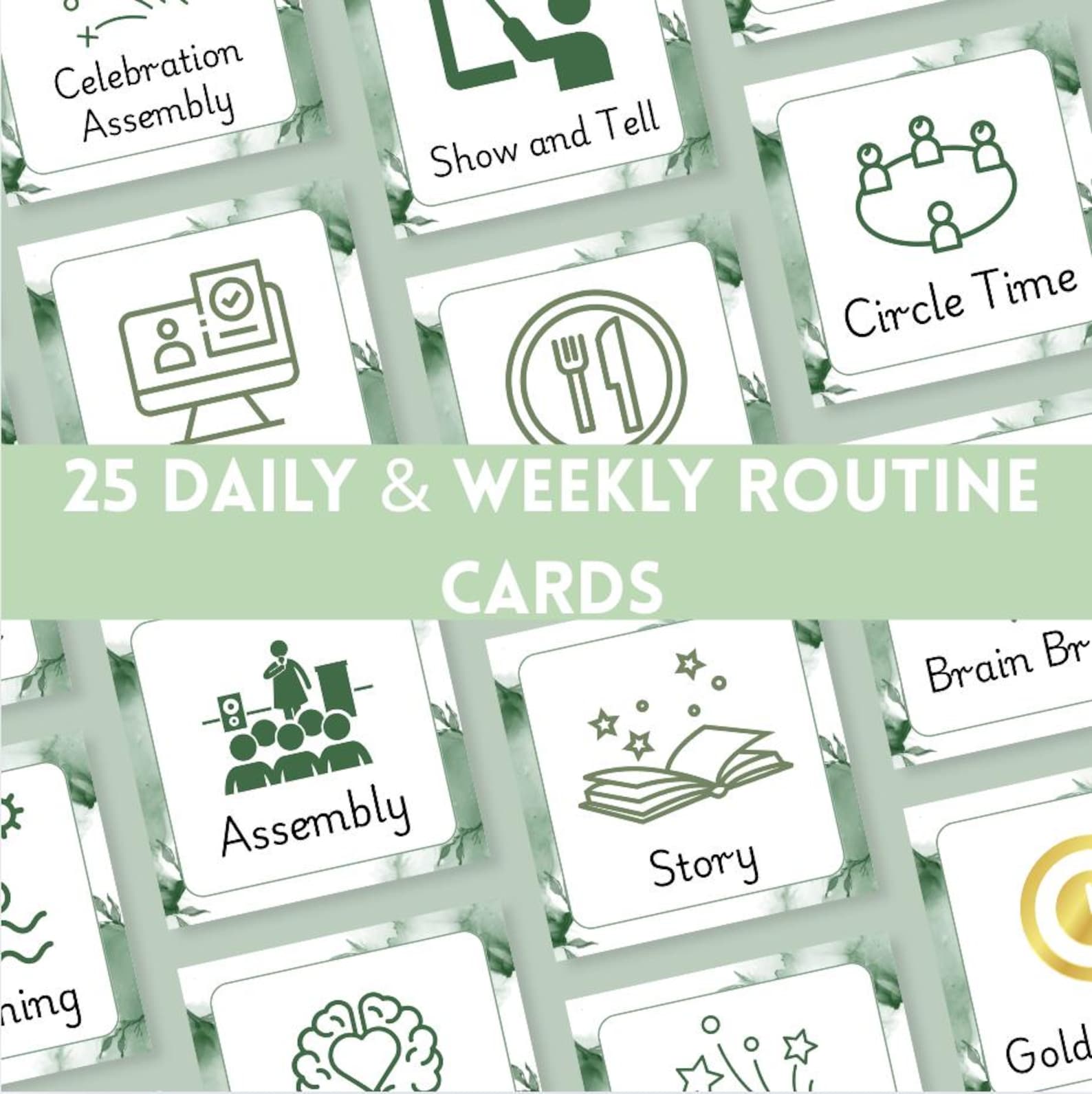 Visual Timetable Botanical Editable – 90+ Routine Cards KS1 KS2 | Calm ...