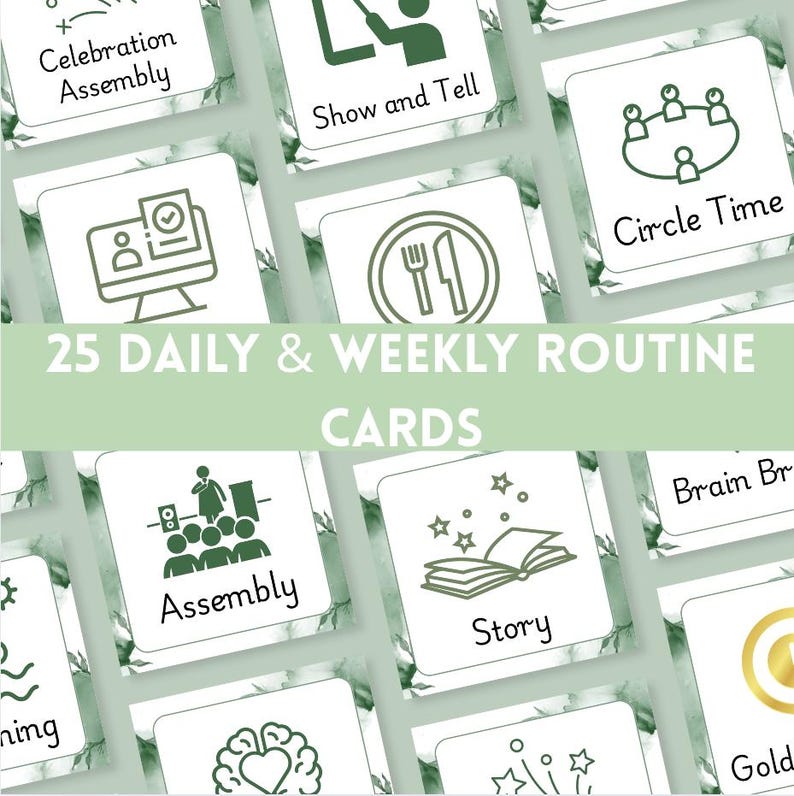 Visual Timetable Botanical Editable – 90+ Routine Cards KS1 KS2 | Calm ...