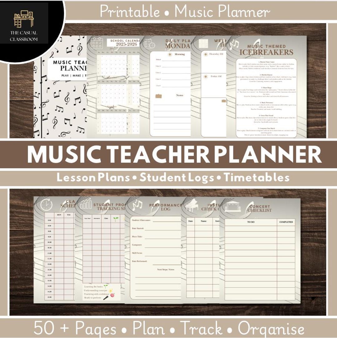 Music Teacher Planner | Canva Template for Lesson Planning, Student ...
