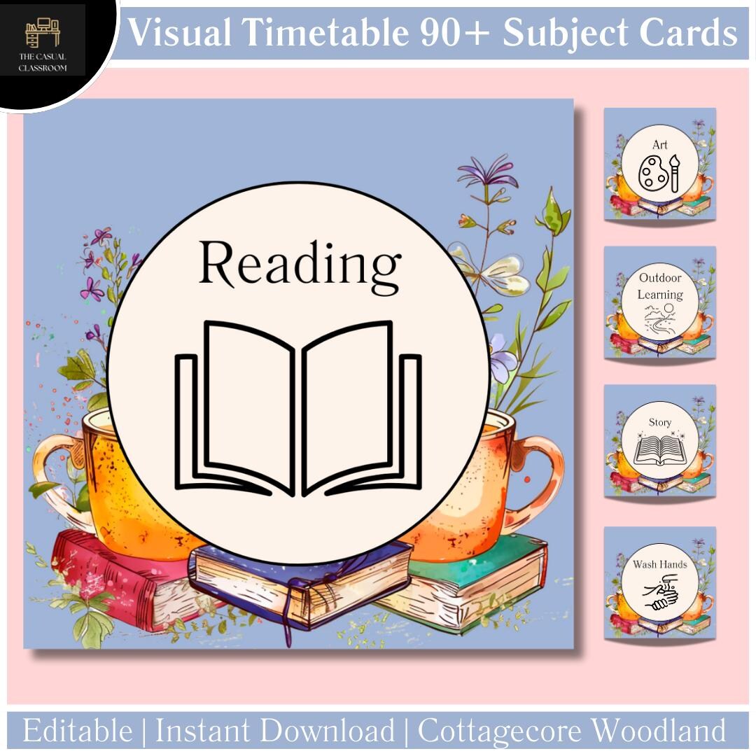 Pastel Blue Visual Timetable: 90+ Editable Classroom Cards (printable ...