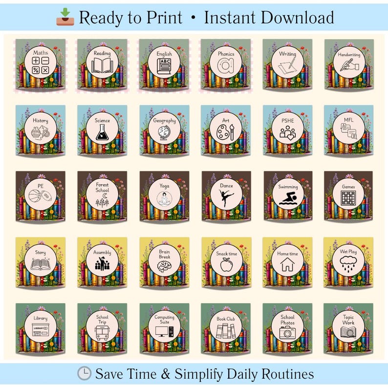 Visual Timetable Cards Editable | 90+ Daily Schedule Classroom Display ...