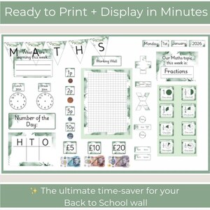 Maths Display Pack Botanical – KS1 KS2 Classroom Posters | Fractions ...