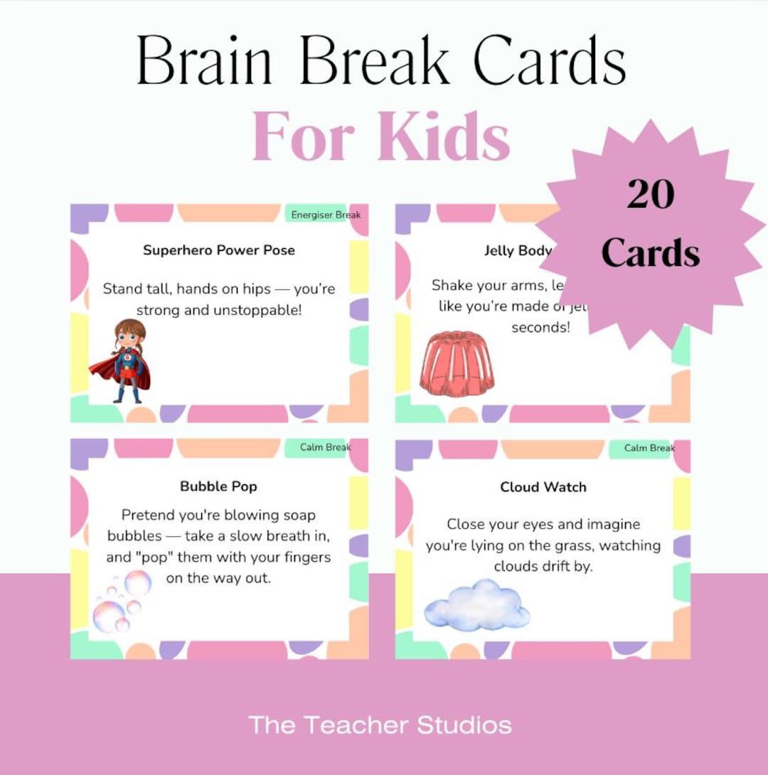 Brain Break Cards for Kids | 20 Printable Classroom Movement & Calm ...