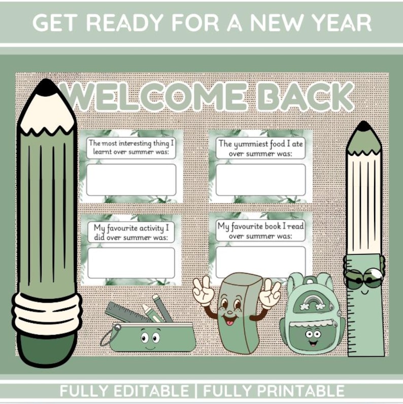 Botanical Back to School Display Pack – Editable Welcome Bulletin Board ...