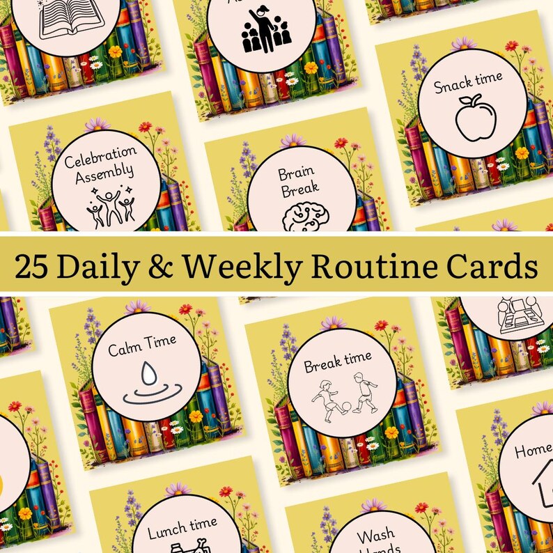 Visual Timetable Cards Editable | 90+ Daily Schedule Classroom Display ...