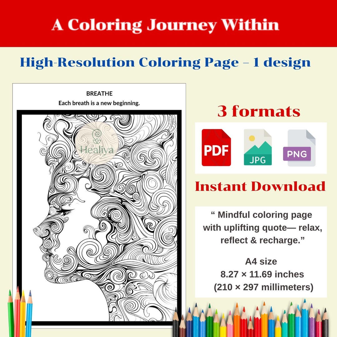 Flowing Mind Coloring Page – Printable Line Art for Relaxation ...