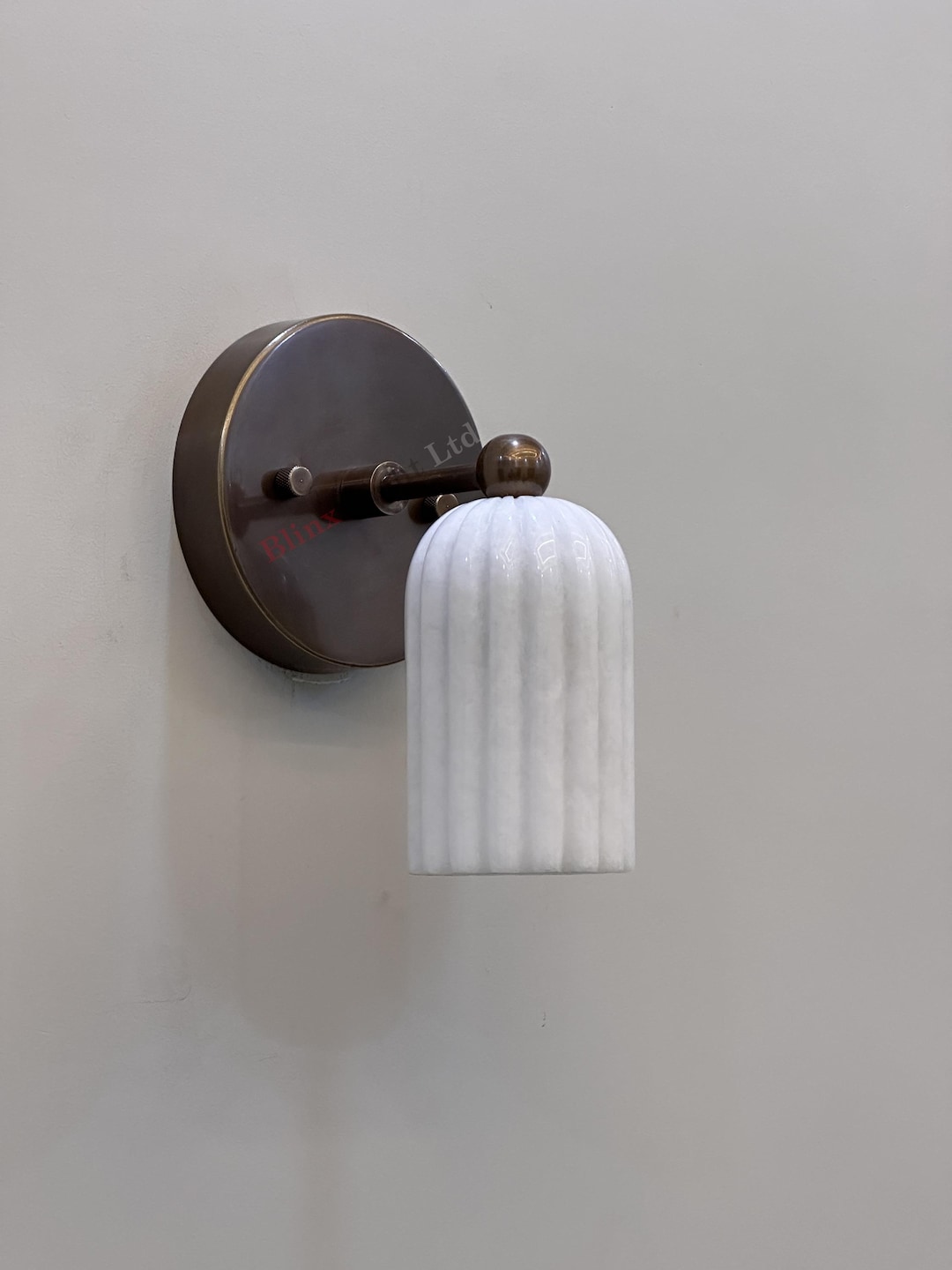 Alabaster Wall Sconce, With Alabaster Cone Shade, Handcrafted Alabaster ...