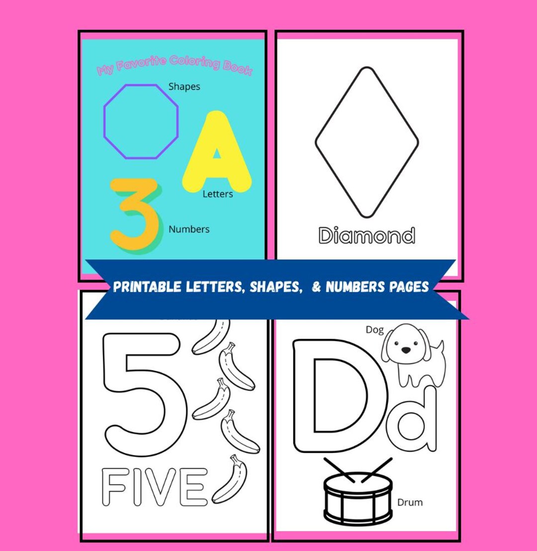 Alphabet, Numbers, & Shapes Picture Coloring Pages | Printable Coloring ...
