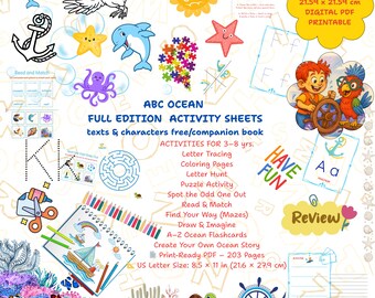 ABC Ocean Activity Sheets • Printable PDF for Kids • 8.5"x11" • Fun ...