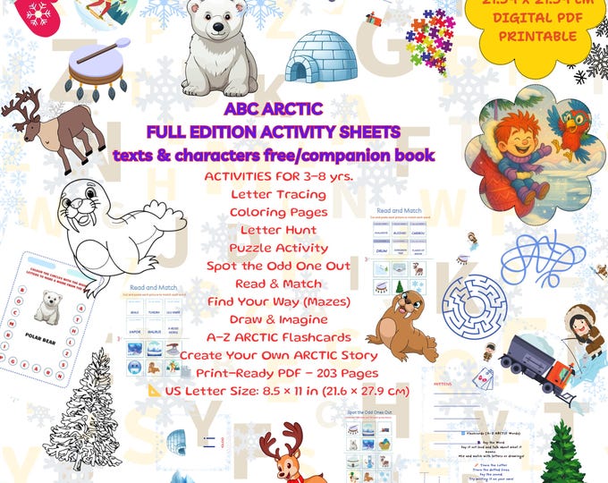 ABC Arctic Activity Sheets • Printable PDF for Kids • 8.5"x11" • Fun ...