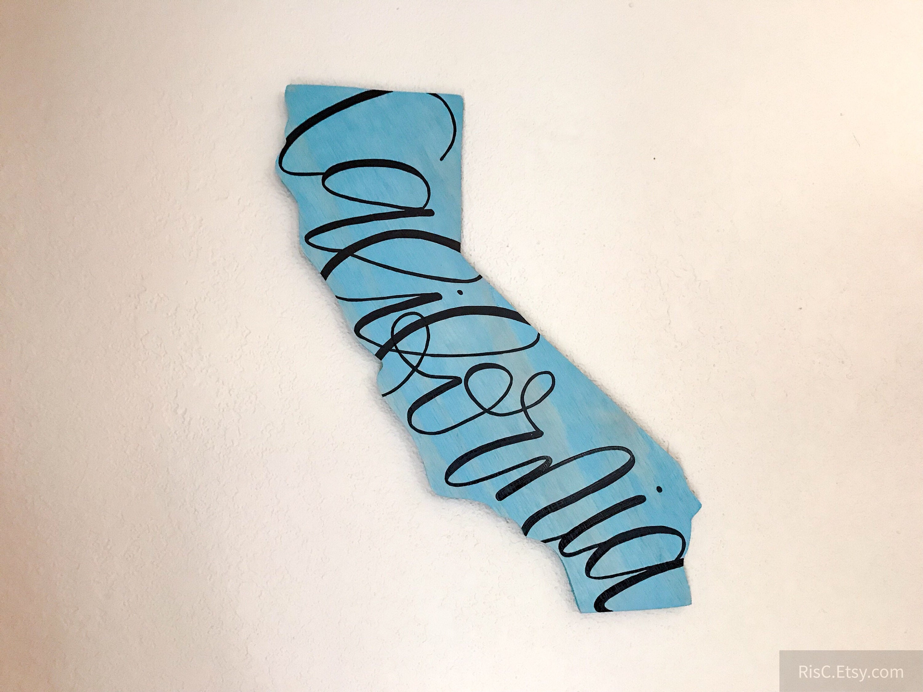 Large California Sign Hand Lettered Calligraphy on CA Shaped | Etsy