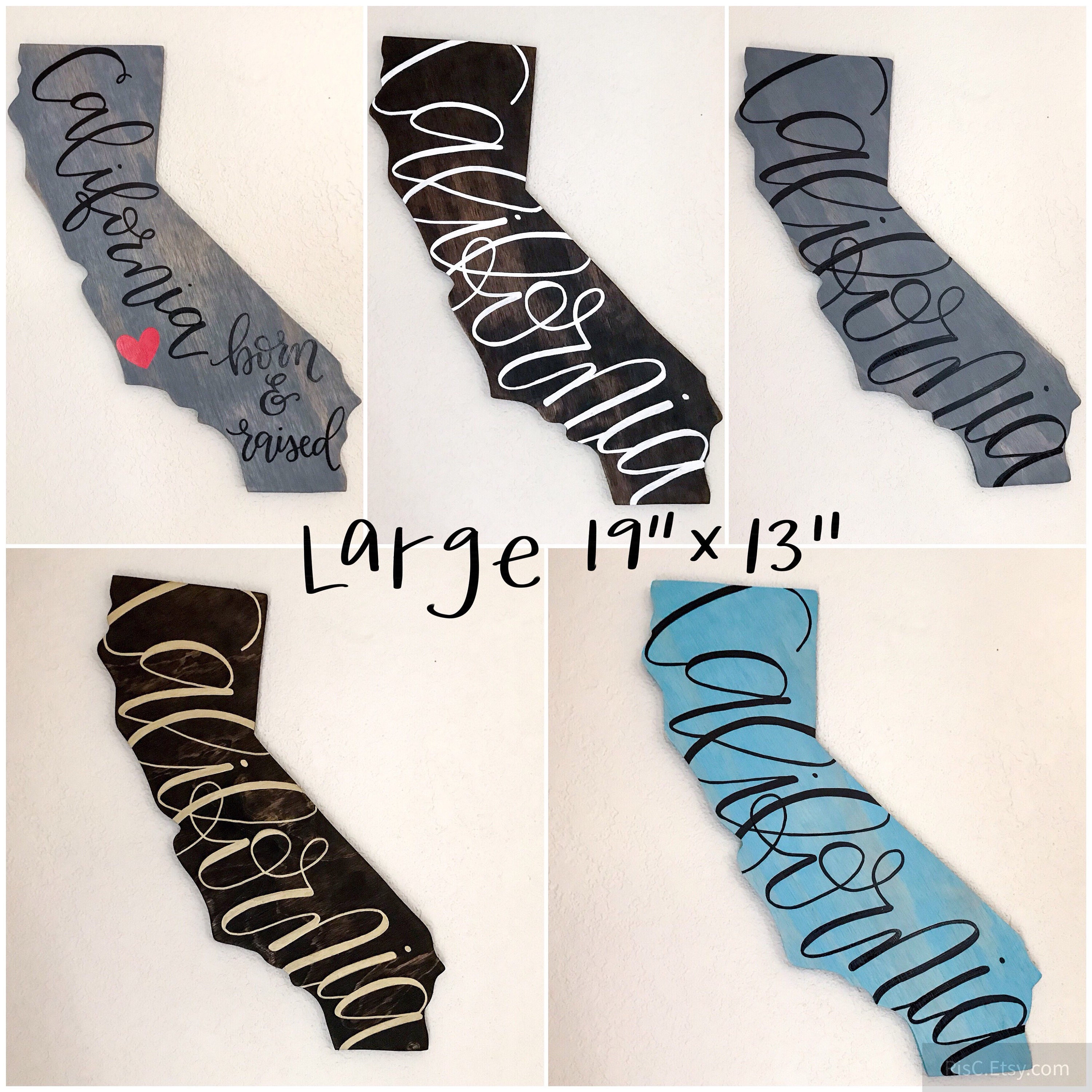 Large California Sign Hand Lettered Calligraphy on CA Shaped | Etsy