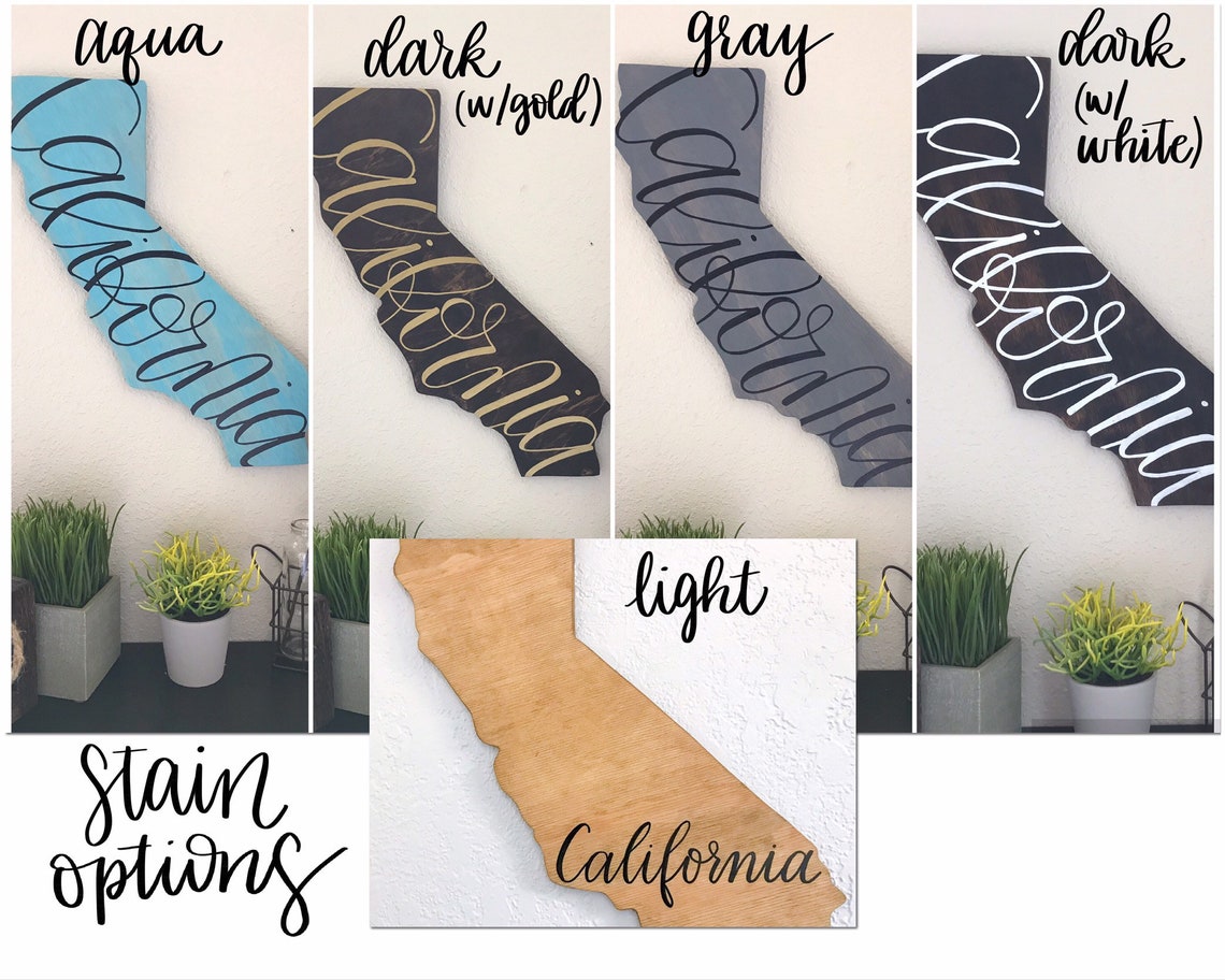 Large California Sign Hand Lettered Calligraphy on CA Shaped | Etsy