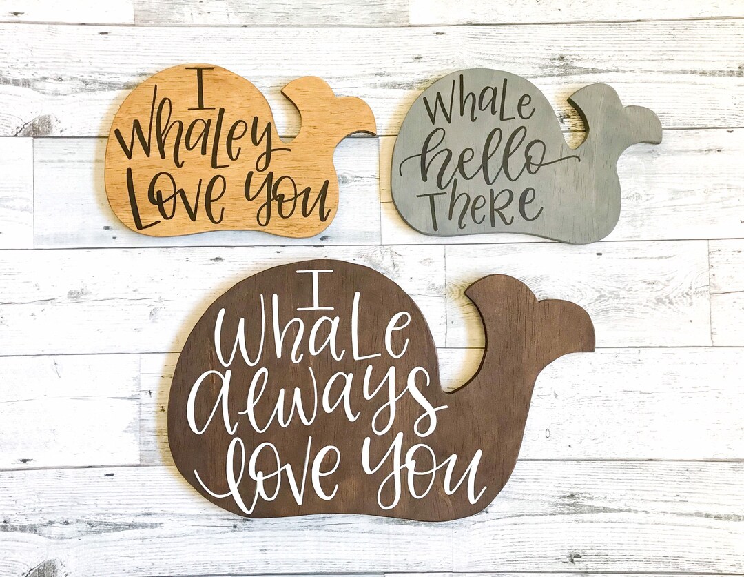 Wood Whale Sign, Ocean Wall Art, Wooden Whale Cutout, Nursery Decor ...