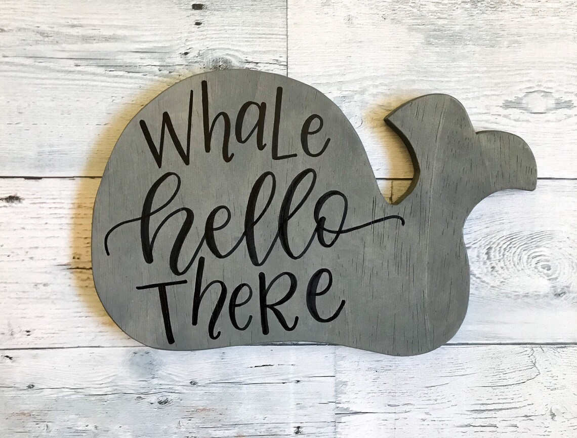 Wood Whale Sign Ocean Wall Art Wooden Whale Cutout Nursery | Etsy