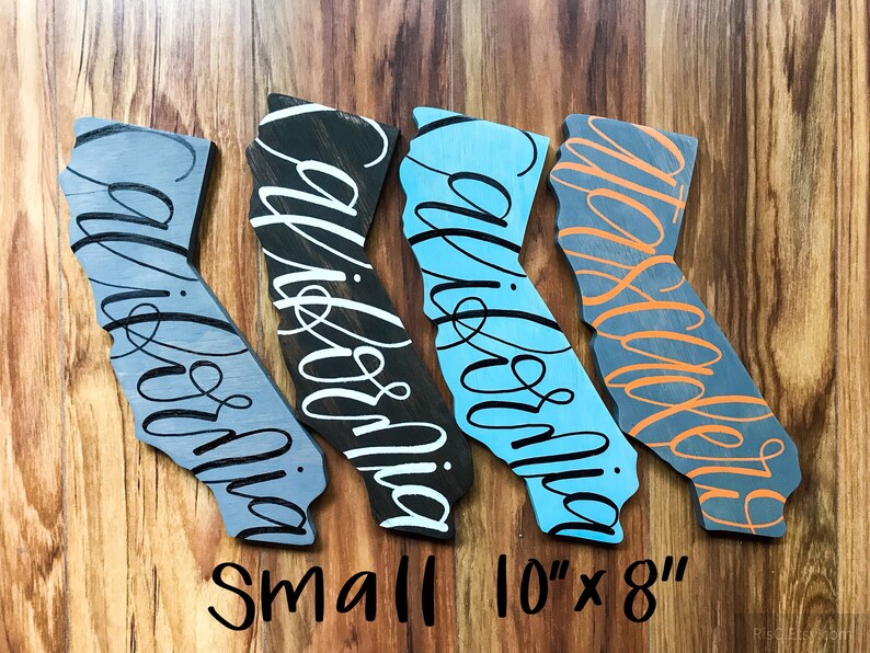 Large California Sign Hand Lettered Calligraphy on CA Shaped | Etsy