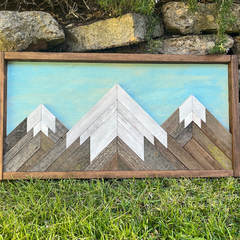 Snow Capped Wood Mountains - Etsy