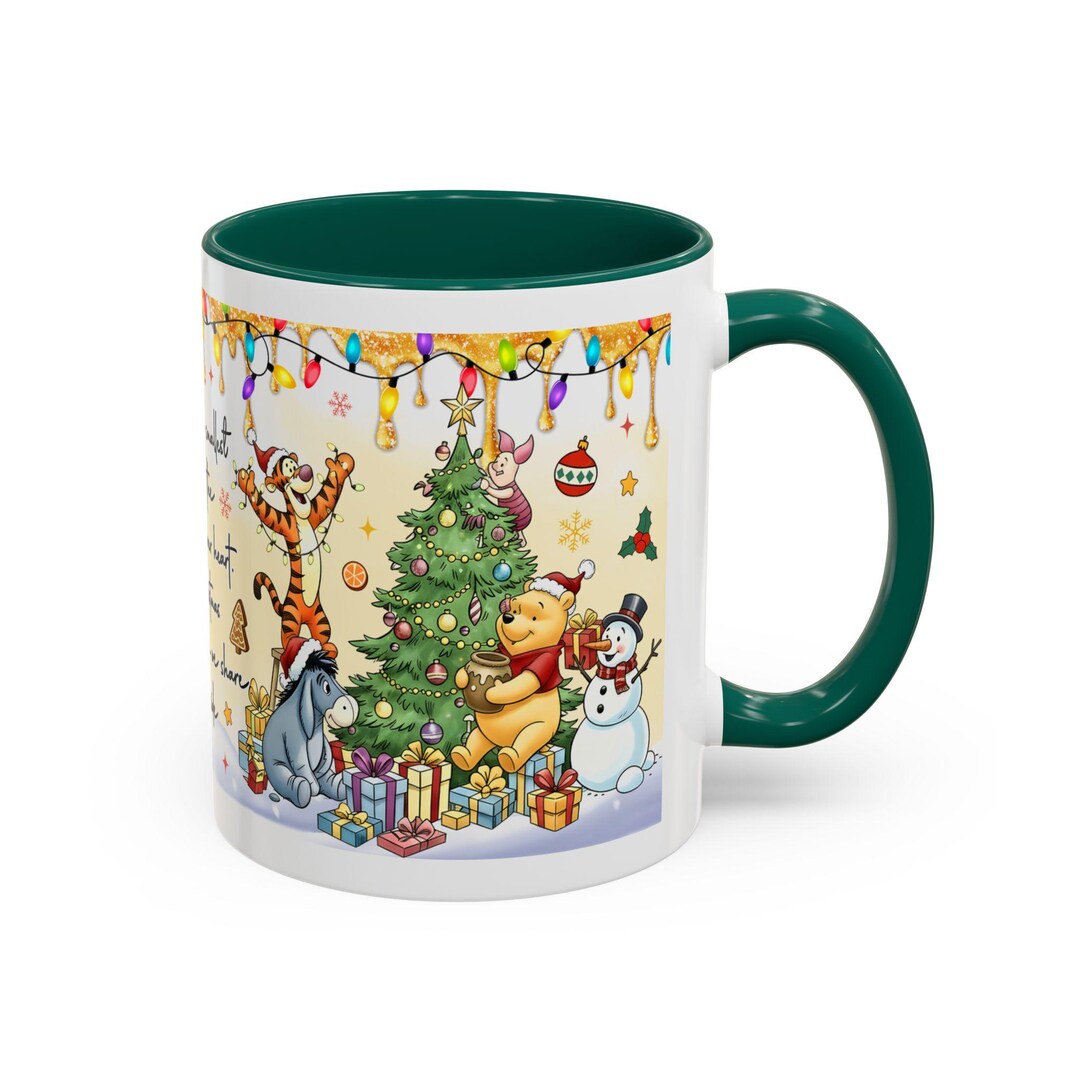 Winnie the Pooh Christmas Scene Mug | Holiday Characters Holiday Lights ...