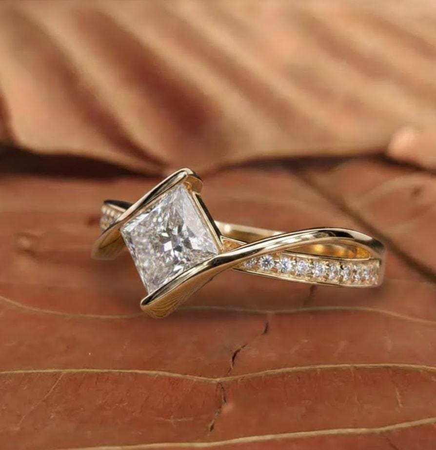 Princess Cut Bypass Ring, Princess Cut Diamond Engagement Ring ...