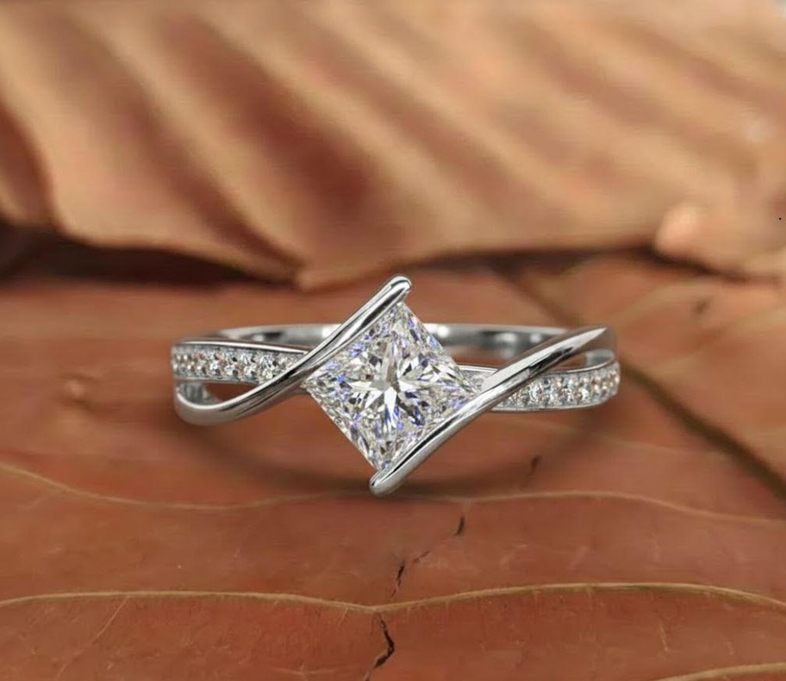 Princess Cut Bypass Ring, Princess Cut Diamond Engagement Ring ...