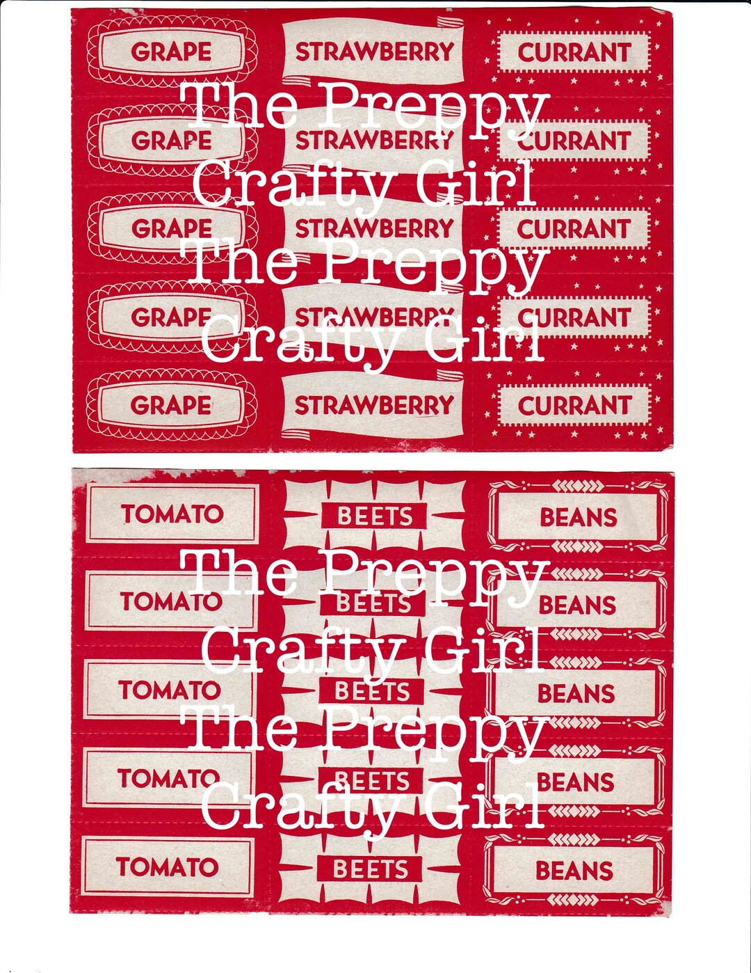 1920's Vintage Household Labels Printable Digital Download Canning ...