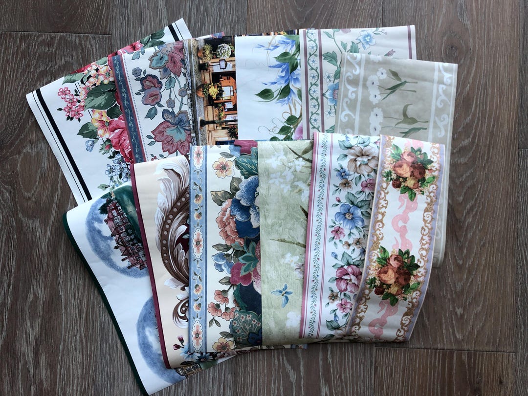 12 Inch Wallpaper Border Scrap Pack 12 Sheets Perfect for Collage and ...
